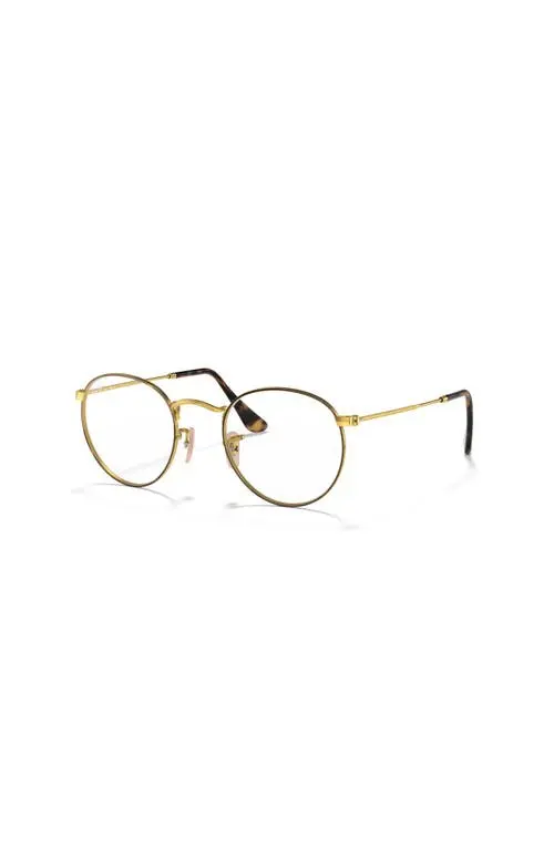 Ray-ban 47mm Round Full Rim Eyeglasses - Tortoise