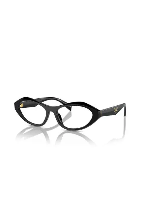 Prada 53mm Irregular Full Rim Eyeglasses - Black