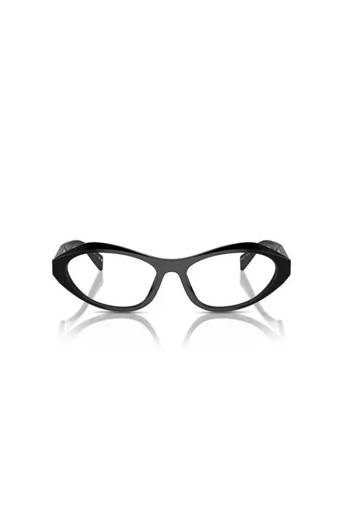 Prada 53mm Irregular Full Rim Eyeglasses - Black