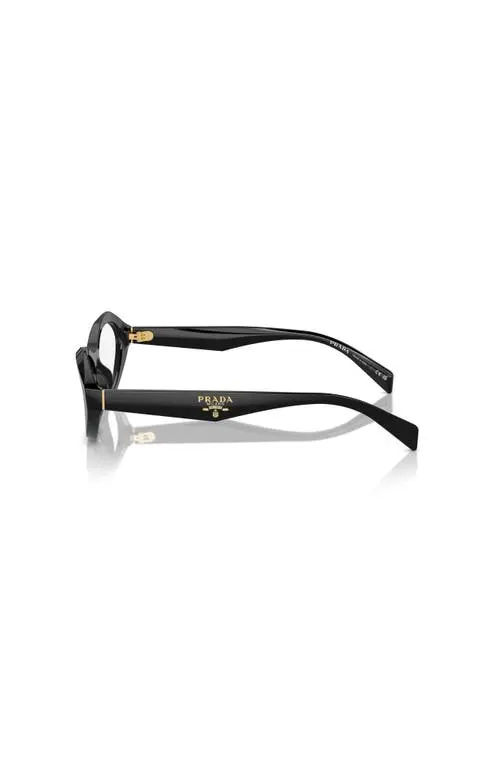 Prada 53mm Irregular Full Rim Eyeglasses - Black