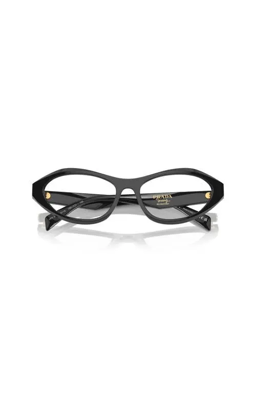 Prada 53mm Irregular Full Rim Eyeglasses - Black