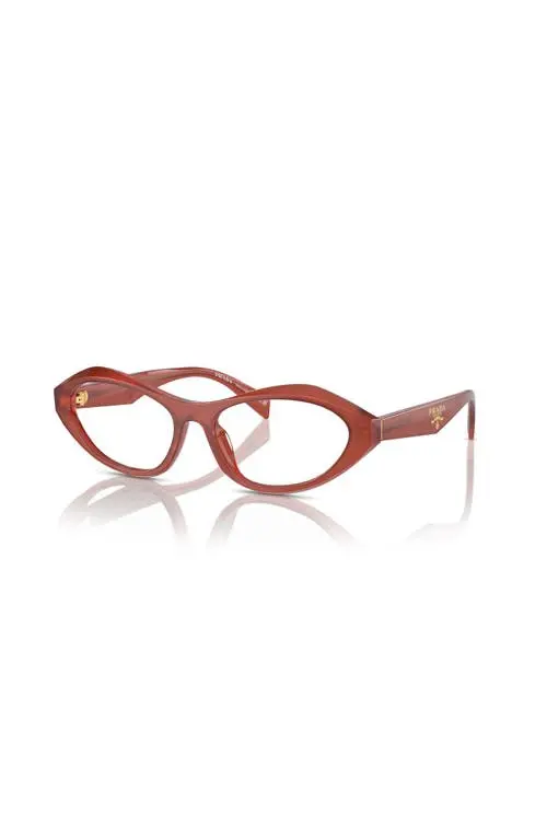 Prada 53mm Irregular Full Rim Eyeglasses - Red