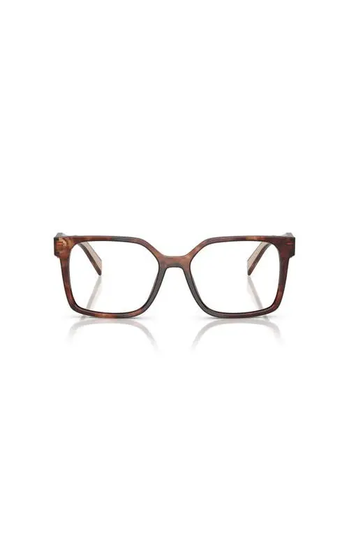 Prada 52mm Rectangle Optical Glasses - Brown