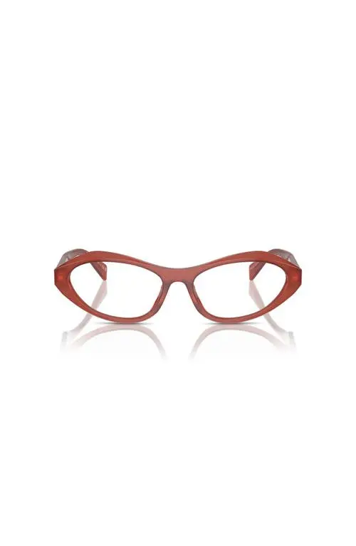 Prada 55mm Irregular Eyeglasses - Red