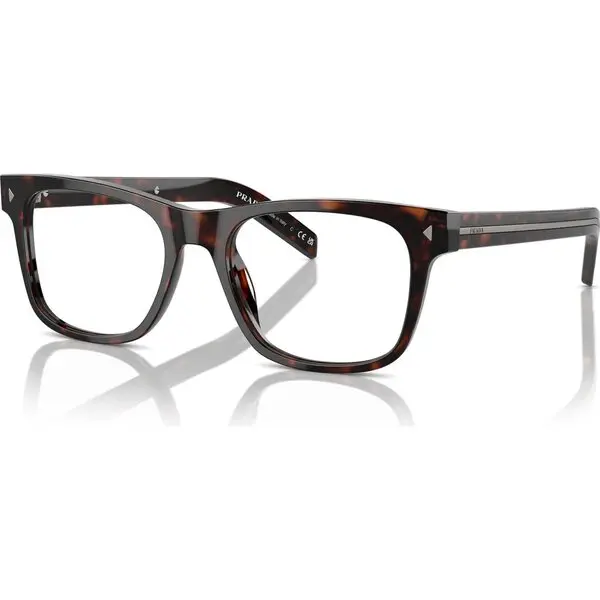 Prada 52mm Rectangle Eyeglasses - Tortoise
