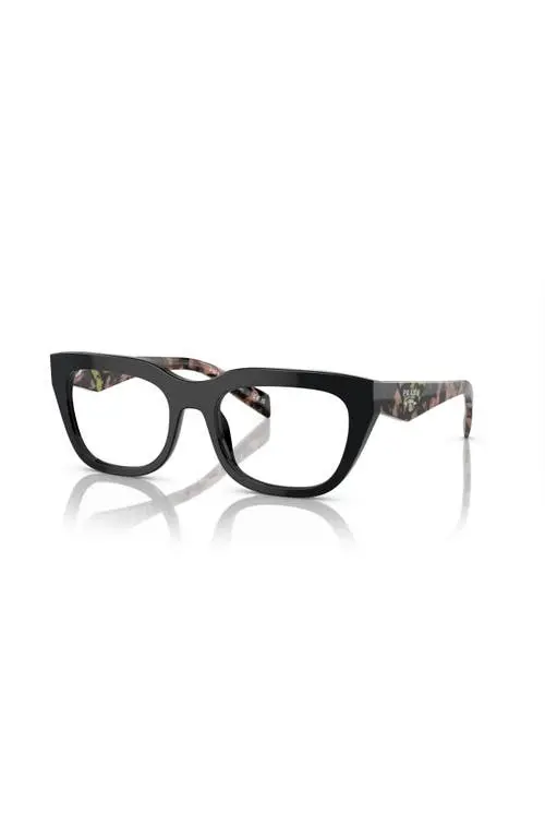 Prada 52mm Irregular Eyeglasses - Black