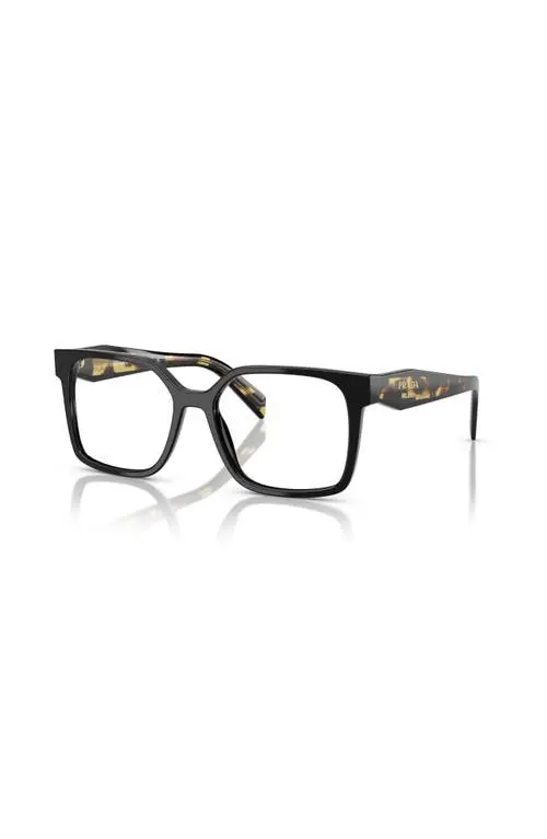 Prada 54mm Rectangle Full Rim Optical Glasses - Black