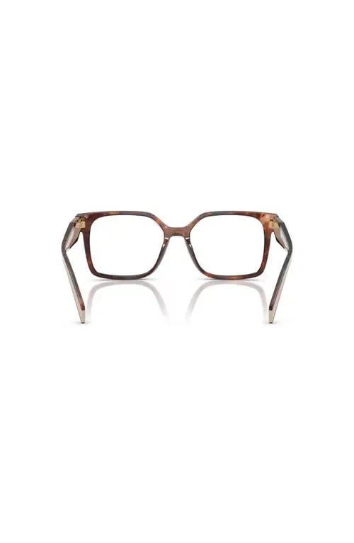 Prada 54mm Rectangle Full Rim Optical Glasses - Brown