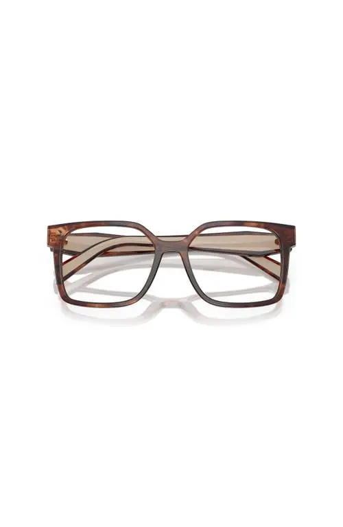 Prada 54mm Rectangle Full Rim Optical Glasses - Brown