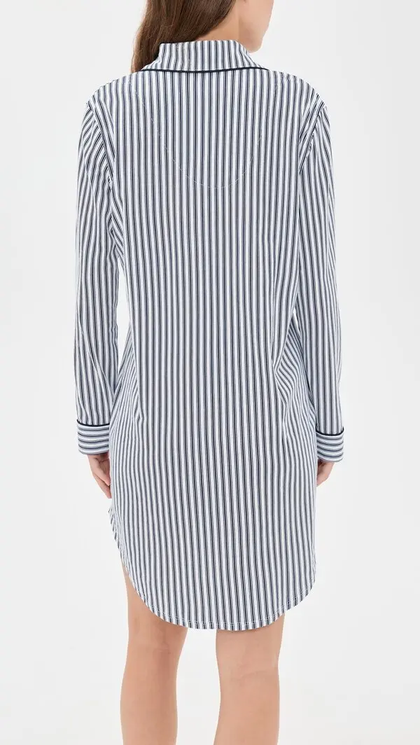 PETITE PLUME Luxe Pima French Ticking Nightshirt - Navy