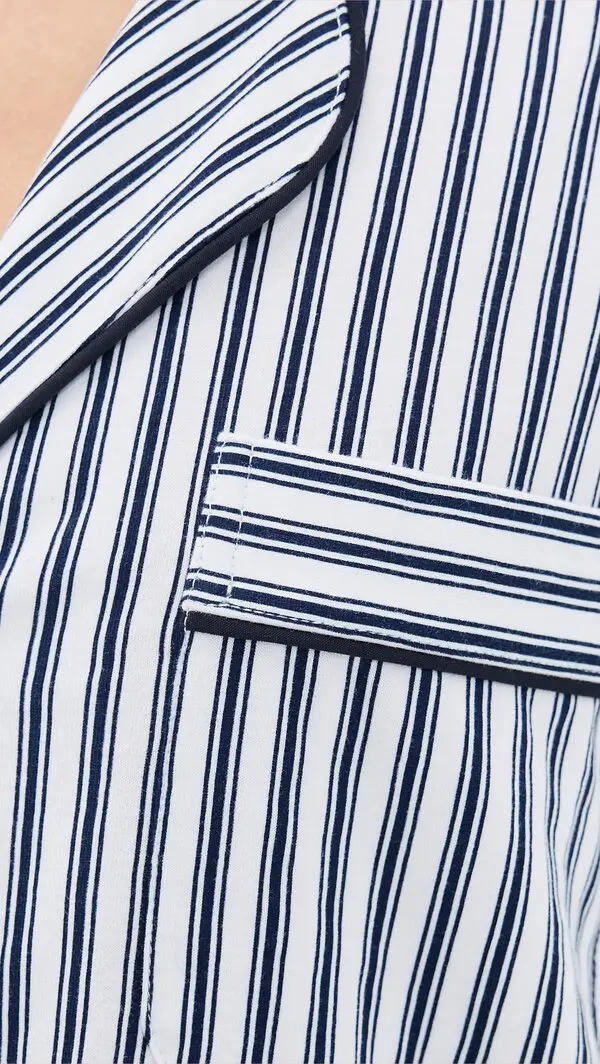 PETITE PLUME Luxe Pima French Ticking Nightshirt - Navy