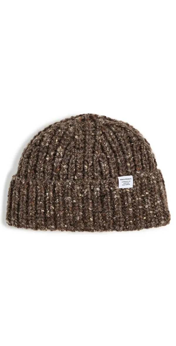 Norse Projects Daniel Donegal Rib Beanie - Seal Brown