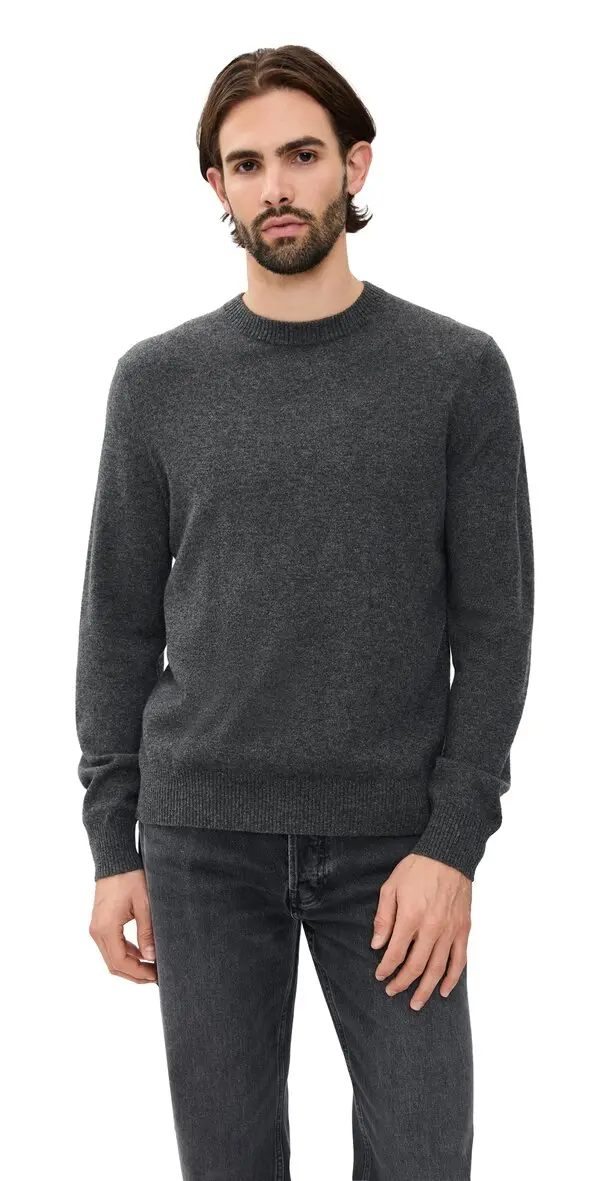 Theory Hilles Crew Sweater In Cashmere - Charcoal Melange