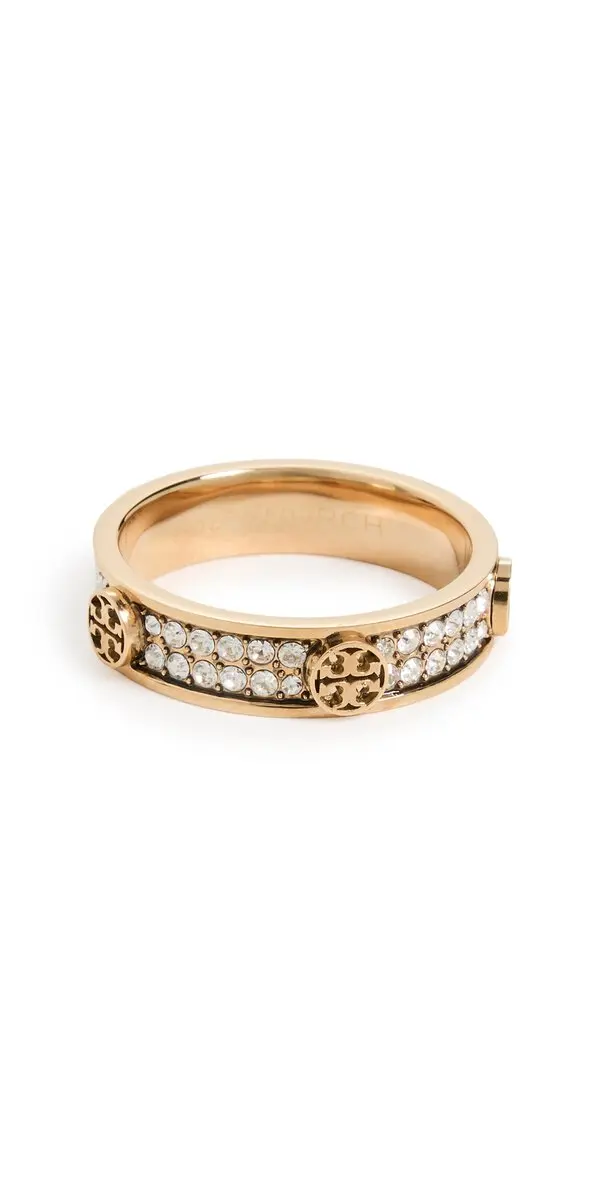 Tory Burch Icon Pave Ring - Tory Gold / Crystal