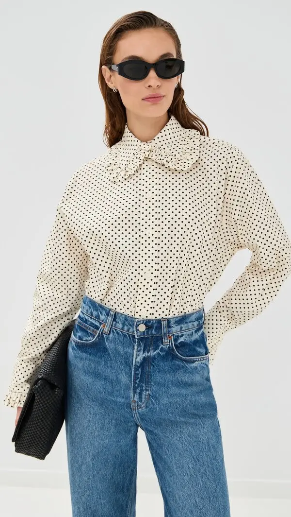TANNER FLETCHER Pippa Polka-dot Button Down Shirt