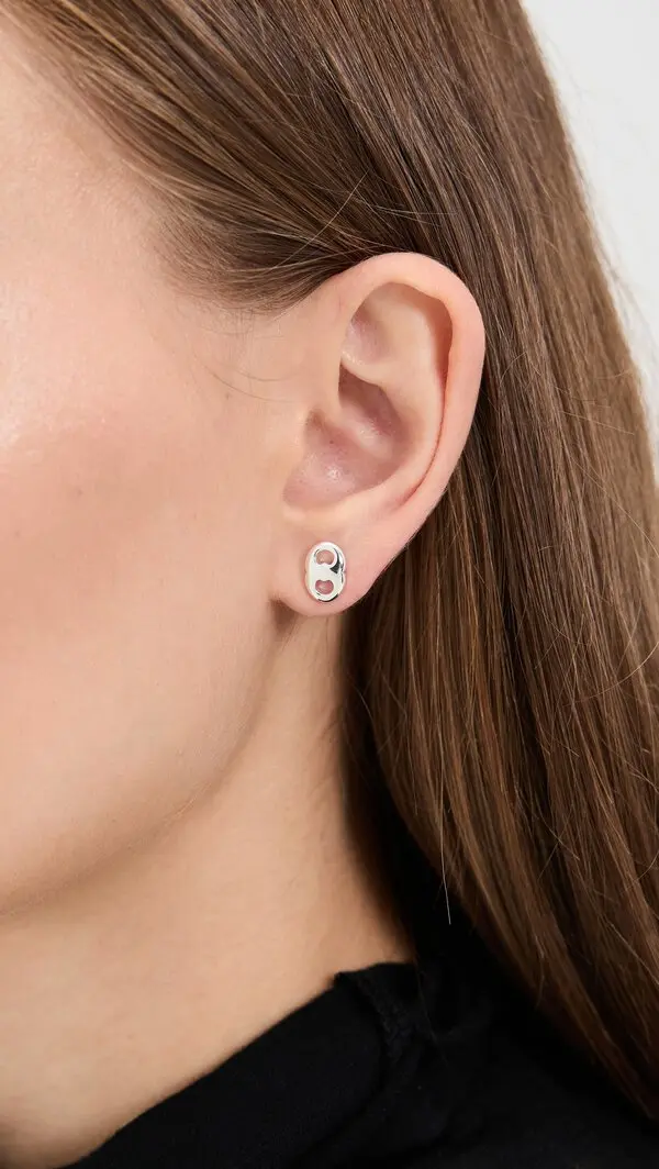 Tory Burch Gemini Link Stud Earrings - Light Silver
