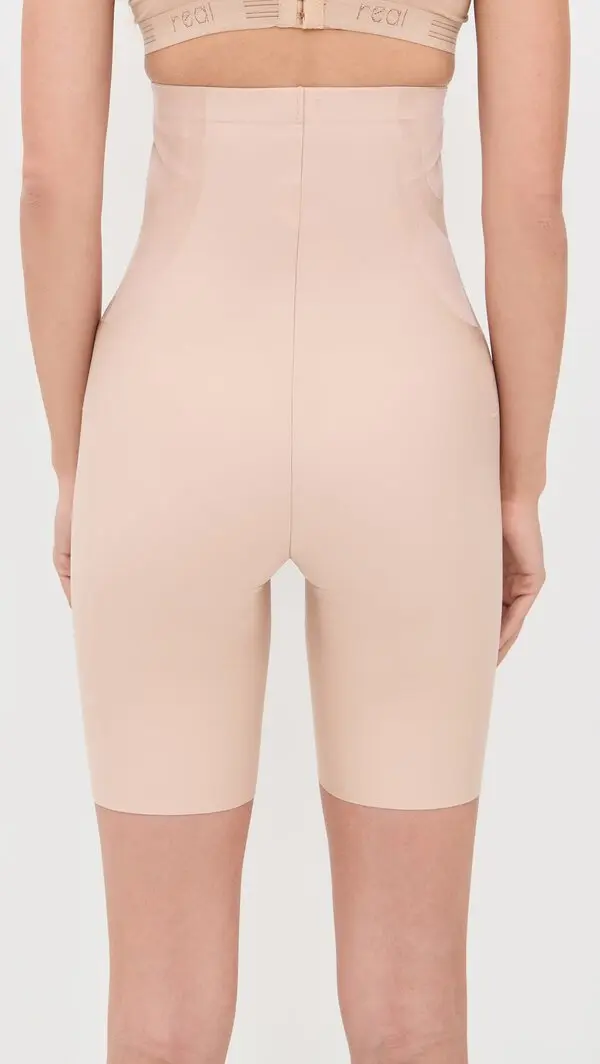 Spanx High-waisted Mid-thigh Shorts - Champagne Beige