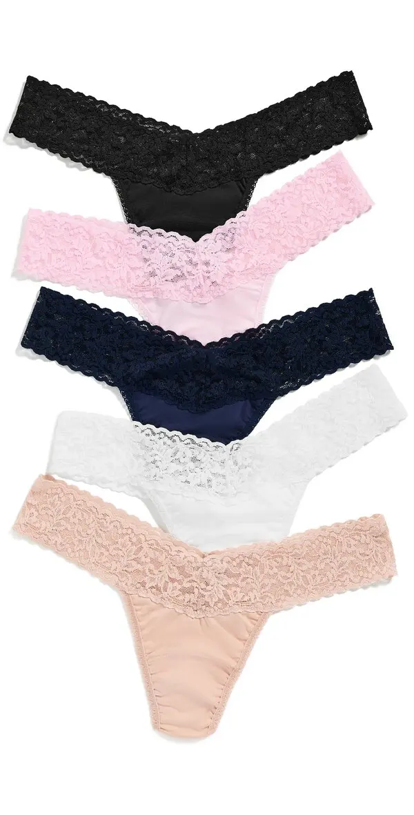 Hanky Panky Cotton Low Rise Thong 5 Pack - Bwcn