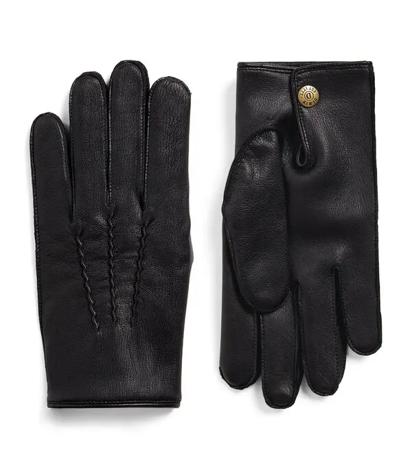 DENTS Deerskin Cashmere-lined Eton Gloves - Black