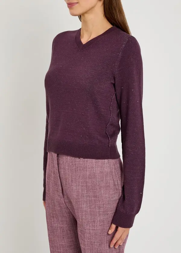 Calvin Klein Celia Linen-blend Jumper - Burgundy