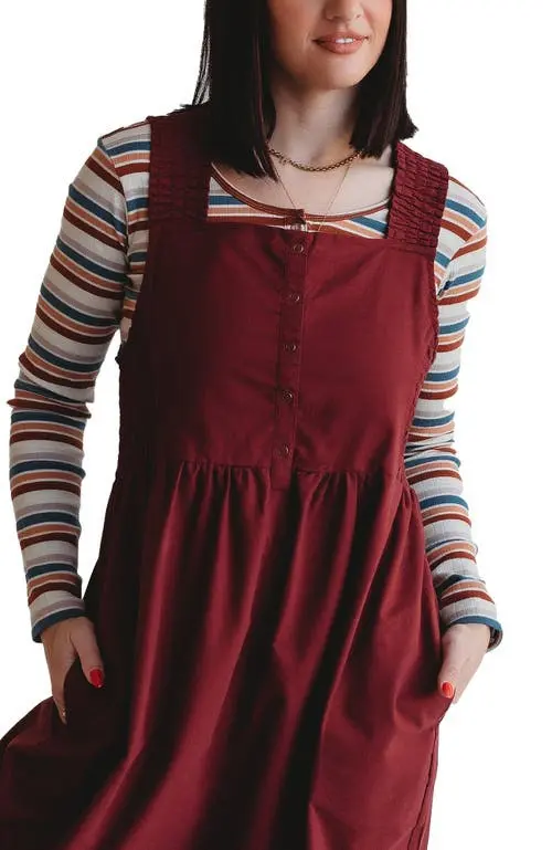 TURTLEDOVE LONDON Organic Cotton Nora Stripe Print Henley Top - Red