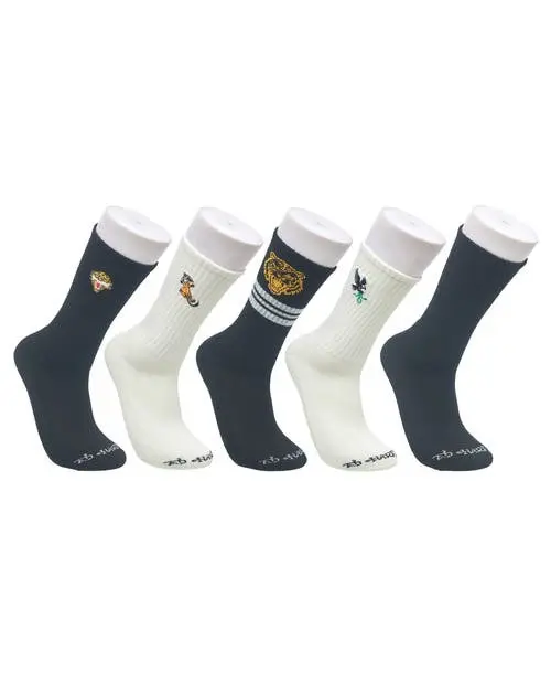 Ed Hardy 5-pack Embroidered Crew Socks - Black Multi