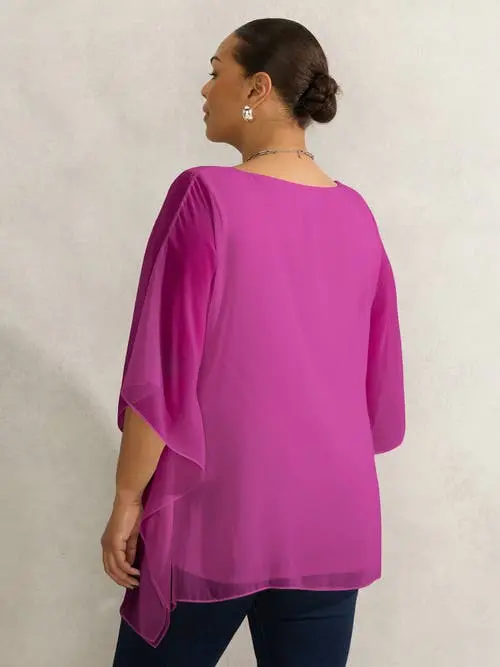 LIVE UNLIMITED Chiffon V-neck Overlay Top