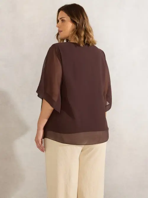 LIVE UNLIMITED Keyhole Overlay Blouse
