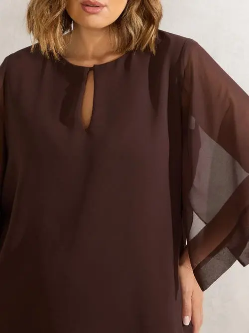 LIVE UNLIMITED Keyhole Overlay Blouse