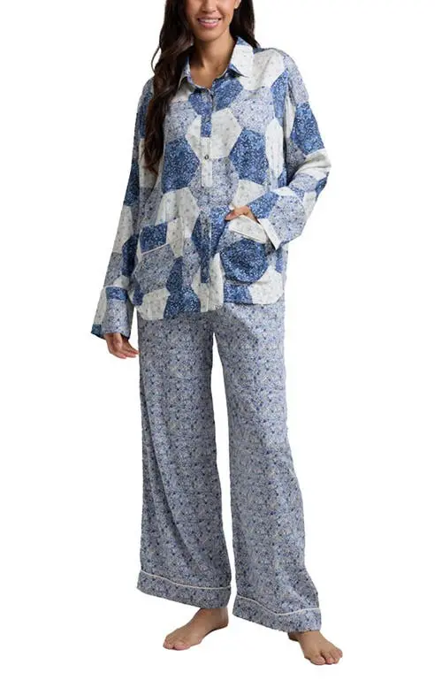 LILY AND LIONEL Evie Long Sleeve Print Pajama Set - Blue