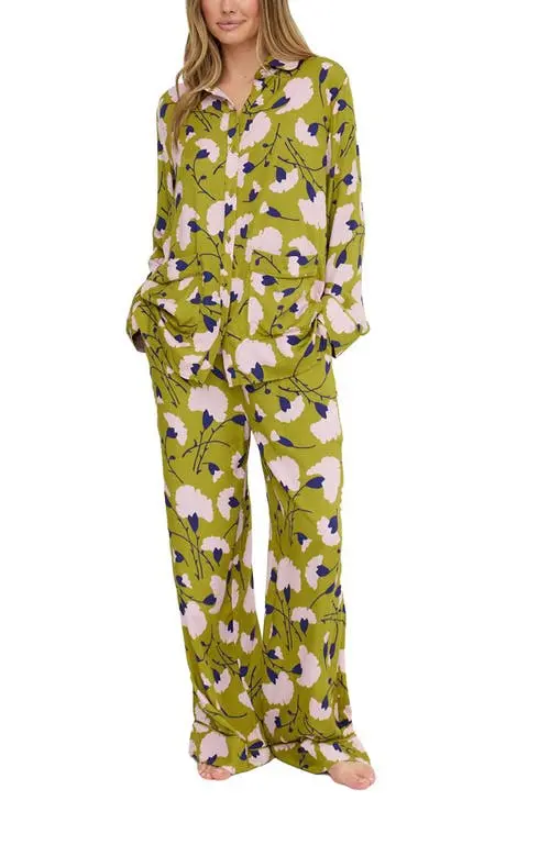 LILY AND LIONEL Evie Long Sleeve Print Pajama Set - Green