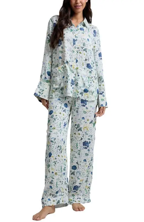 LILY AND LIONEL Evie Long Sleeve Print Pajama Set - Light Blue