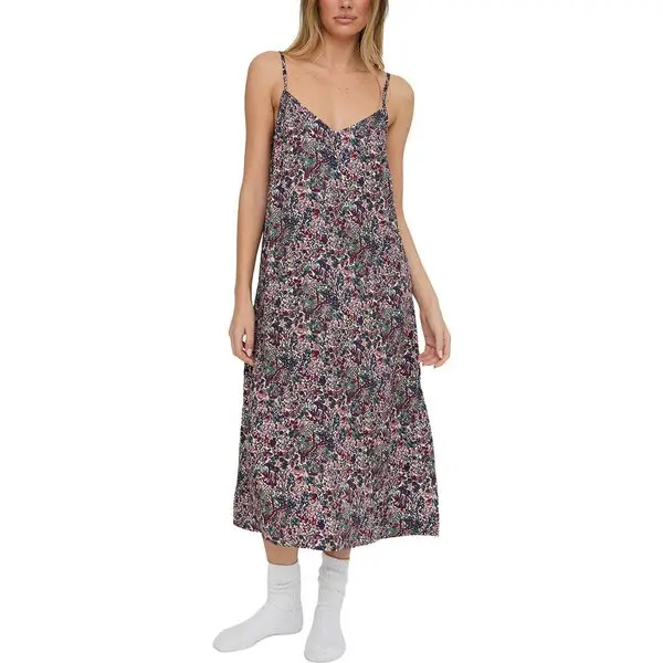 LILY AND LIONEL Rosie Patchwork Print Slip Nightgown - Dark Red