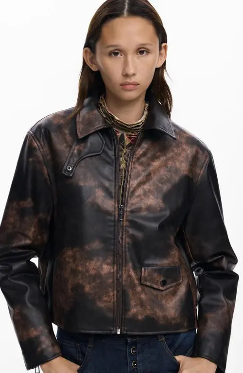 Desigual Faux Leather Cropped Jacket