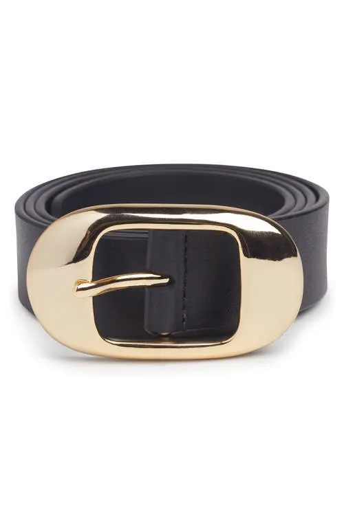 FAVORITE DAUGHTER Leather Belt - Black/polished Gold