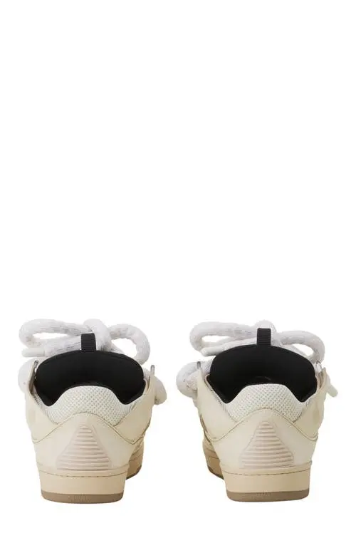 LANVIN Curb Leather Sneakers With Snake Laces - Beige/black