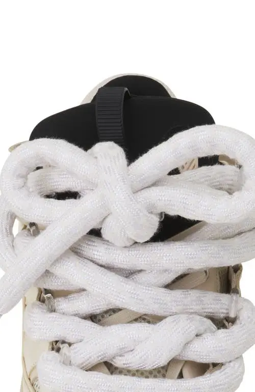 LANVIN Curb Leather Sneakers With Snake Laces - Beige/black