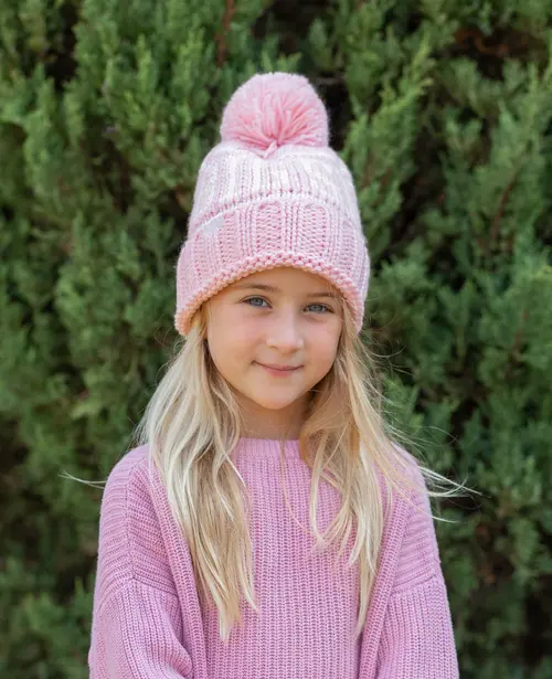 BITS & BOWS Bobble Beanie - Pink