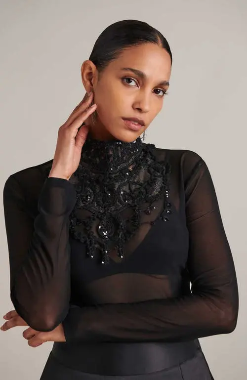 Anne Fontaine Embroidered Sequin Lace Collar