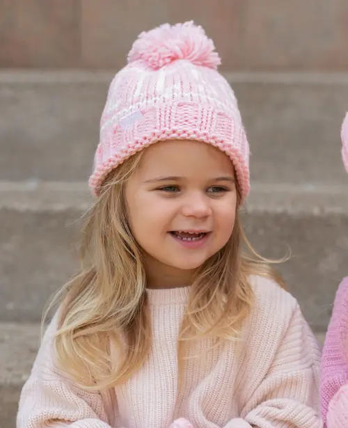 BITS & BOWS Bobble Beanie - Pink