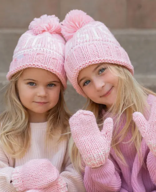 BITS & BOWS Bobble Beanie - Pink