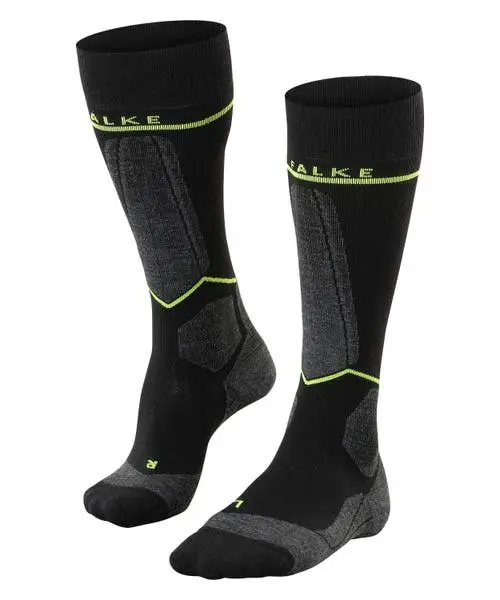 Falke Compression Wool Ski Socks - Black-lightning/ W2