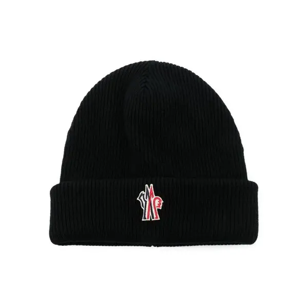 Moncler Ribbed Virgin Wool Beanie - Black