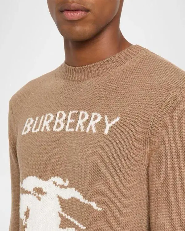 Burberry Equestrian Knight Design Wool And Cashmere Sweater - Camel