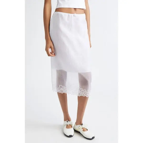 Cecilie Bahnsen Bria Liquid Myrtia Sheer Midi Skirt - White