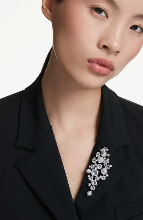 SWAROVSKI Constella Crystal & Faux Pearl Brooch - Rhodium/crystal