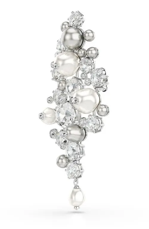 SWAROVSKI Constella Crystal & Faux Pearl Brooch - Rhodium/crystal
