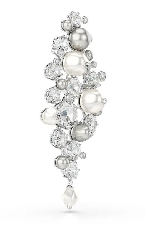 SWAROVSKI Constella Crystal & Faux Pearl Brooch - Rhodium/crystal