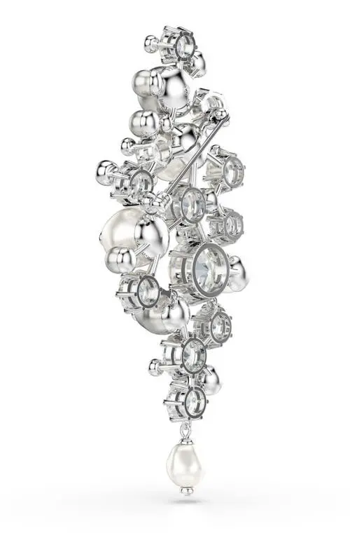 SWAROVSKI Constella Crystal & Faux Pearl Brooch - Rhodium/crystal