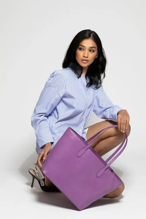 SILVER & RILEY Manila All Purpose Large Leather Carryall Tote Bag
